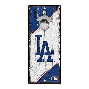 WinCraft MLB Los Angeles Dodgers Bottle Opener5x11 Wood Sign Bottle Opener, Team Colors, 5"x11"