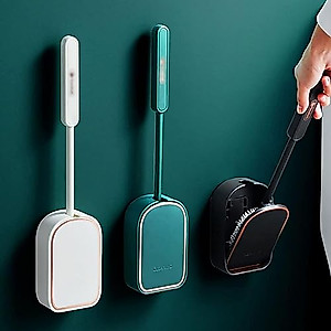 SAAKO Toilet Brush Silicone Toilet Bowl Brush and Holder with Plastic Handle Brush Toilet Cleaner Bathroom Cleaning Supplies