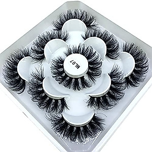 HBZGTLAD 5 Pairs 25 mm 3d Mink Lashes Bulk Faux with Custom Box Wispy Natural Mink Lashes Pack Short Wholesales Natural False Eyelashes (ML-07)