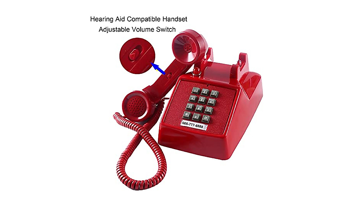 Retro Landline Phone with Large Buttons and Red Design | HTMengt