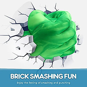 neexan Kids Superhero Costume Smash Hands, 1 Pair Soft Plush Incredible Boxing Gloves Boys, Girls, Toddler (Light Green)