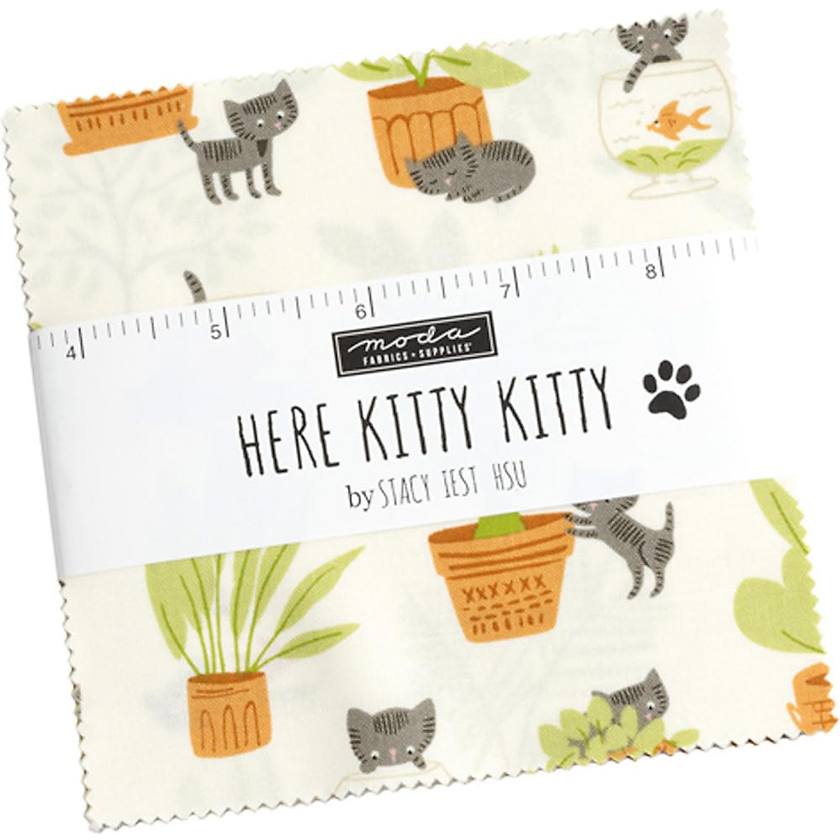 Here Kitty Kitty Charm Pack by Stacy Iest HSU; 42-5" Precut Fabric Quilt Squares