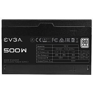 EVGA 500 W1, 80+ WHITE 500W Power Supply( 100-W1-0500-KR)