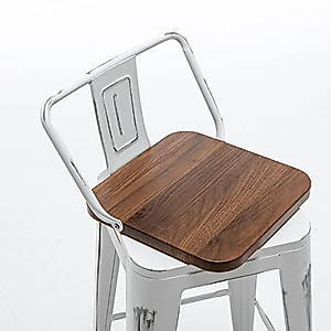 Andeworld 24 Inch Swivel Bar Stools Set of 4 Counter Height Stools Industrial Metal Barstools (24 inch, Distressed White)