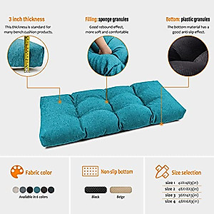 RULAER Indoor/Outdoor Tufted Bench Cushion 48x16'' for Patio Furniture Soft Comfortable Window Seat Cushions for Multi-Scene Durable Non-Slip Washable Garden Patio Swing Furniture Pads,Blue