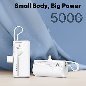 Gankoii iPhone Portable Charger 5000mAh, Mini Power Bank Battery Pack Phone Backup Charger, Small Portable Charger Compatible with iPhone 14/13/ 12/11/ XS Max/XR/X, AirPods, White