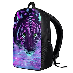 Cumagical Kids Backpack Fashion Purple Tiger Print for Boys Girls Lightweight Daypack