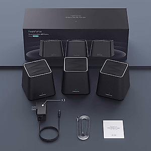 Meshforce M3s Mesh WiFi System (Midnight Black), Mesh Router for Wireless Internet Coverage, Replaces WiFi Router and Extender, Covers 6+ Bedrooms and 60+ Devices (3-Pack) (3-Pack)