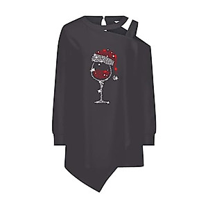 JJHAEVDY Christmas Fall Fashion Off Shoulder Sweatshirts for Women Color Block Outfits Classic Dressy Clothes Fashion Sweatshirt Quarter Zip Sweatshirt Shirts(2-Gray,XX-Large)