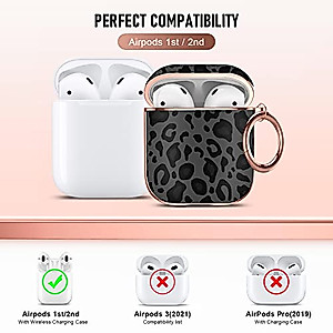 Maxjoy Airpods 1st & 2nd Generation Case，Protective Shockproof Cover with Keychain Compatible ，Cute AirPods Case Cover, Apple airpods case,for Girls and Women and Men（Leopard Print on Black）