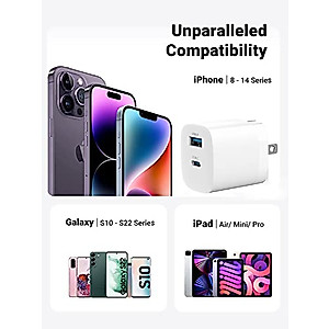iPhone Fast Charger Block, PD 3.0 33W USB C Charger Block GaN Tech PPS Dual Port Wall Charger for iPhone 14 Pro Max 13 Pro Max MacBook Air iPad Pro, 33W for Samsung Galaxy S22 S21
