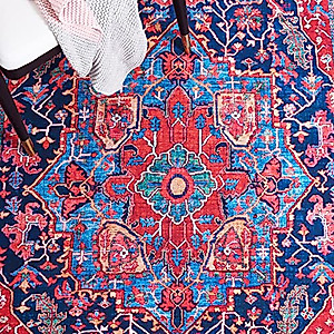 SAFAVIEH Tucson Collection Machine Washable Slip Resistant 8' x 10' Navy/Red TSN121N Oriental Medallion Living Room Dining Bedroom Area Rug