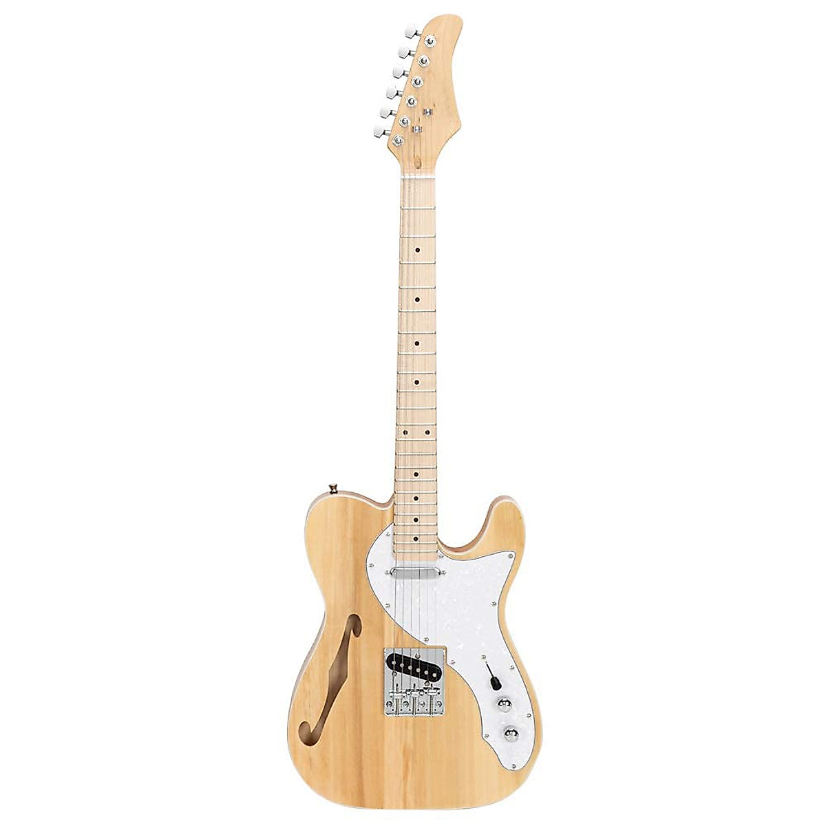 Bysesion Semi-Hollow Electric Guitar F Hole SS Pickups Maple Fingerboard White Pearl Pickguard Log Color