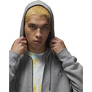 Nike Jordan Brooklyn Fleece Men's Full-Zip Hoodie, Carbon Heather/White, Large