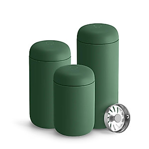 Fellow 16 oz Carter Move Travel Mug - Vacuum-Insulated Stainless Steel Travel Coffee Mug - Coffee Tumbler with Ceramic Interior and Splash Guard - Cargo Green