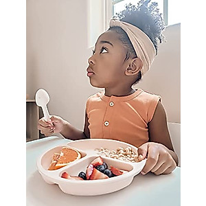 Ullabelle Silicone Plates for Kids & Toddlers | 3 Pc Set | Skid Proof & Unbreakable | Divided Baby Plates | BPA Free, Non-Toxic | Dishwasher & Microwave Friendly | Kids Plates with Dividers (Pink)