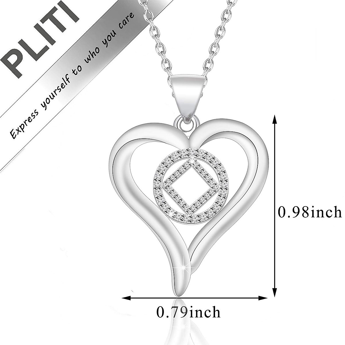 PLITI Sobriety Gift Addiction Recovery Gift Recovery AA Alcoholics Anonymous Birthday Gifts AA NA Rose Gold Necklace Gift Sobriety Jewelry Sponsor Gift (NA necklace silver)