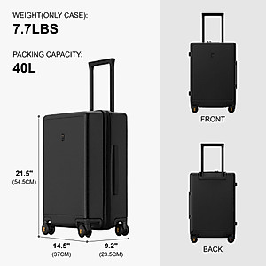 LEVEL8 Elegance Carry-on Suitcase, 20 Inch Carry on Luggage, Hardside Large Suitcases with Wheels, Tavel Bag with Tsa Lock, Black