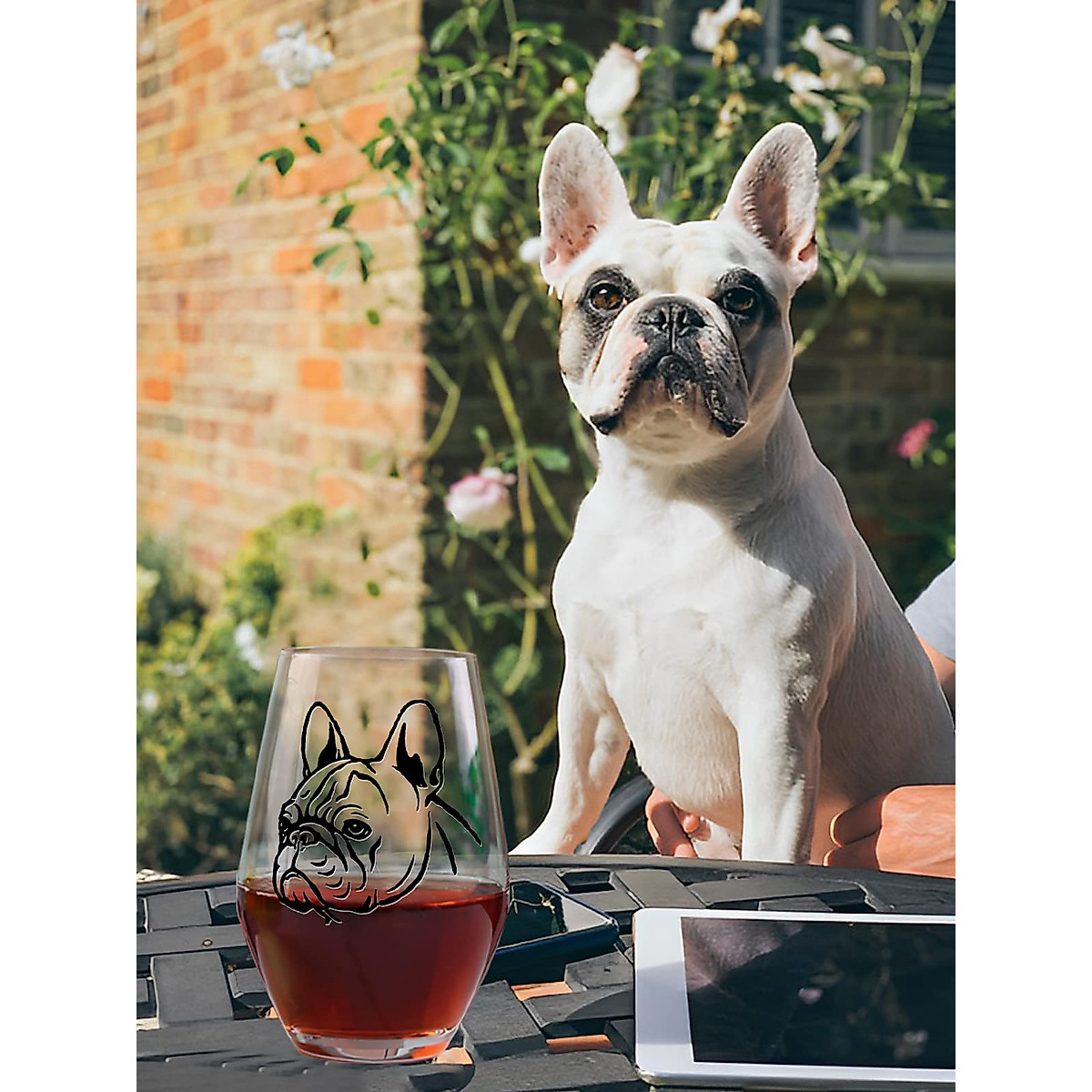 comfit French Bulldog Wine Glasses Set 2 - Funny&Cool Bulldog Puppy Dog Gifts for BullDog Lovers,Owners,Couples,Him,Her,Father,Mother with bulldog onBirthday,Anniversary18.5oz