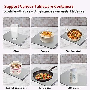 PETSMYA Food Warming Mat, Elevated Design for Countertop Protection Electric Warming Tray, 10s Fast Heating Warming Mat for Food, 6-Temperature Settings Food Warmer Mat, for Parties (Dark Grey)