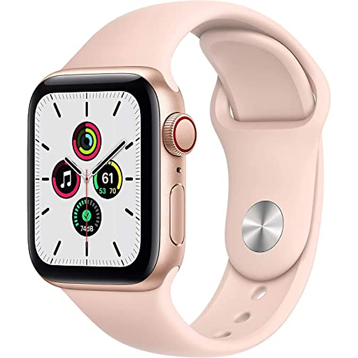 Apple Watch SE (GPS + Cellular, 40mm) - Gold Aluminum Case with Pink Sand Sport Band (Renewed)