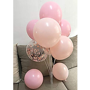 12inch Blush Pink balloons and Rose gold confetti Balloons for Baby Shower Birthday girl Party Decorations (Pastel Pink)