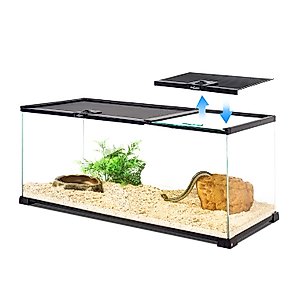 REPTI ZOO 20 Gallon Reptile Glass Terrarium Easy Clean Tank 30" x 12" x 12" Dual Top Sliding Top Cover for Reptile Snake Hamster Hedgehog Small Animals (Knock-Down)