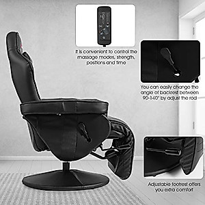 Goplus Massage Gaming Chair, Racing Style Gaming Recliner w/Adjustable Backrest and Footrest, Ergonomic High Back PU Leather Computer Office Chair Swivel Game Chair w/Cup Holder and Side Pouch