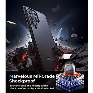 Simtect Shockproof for Samsung Galaxy S23 Ultra Case [Military Grade Drop Tested] [Ultimate Silky Touch] Translucent Matte Hard Back & Soft Edge Slim Protective Case for Galaxy S23 Ultra 6.8", Black
