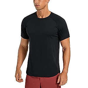 CRZ YOGA Men's Lightweight Short Sleeve T-Shirt Quick Dry Workout Running Athletic Tee Shirt Tops Black Large