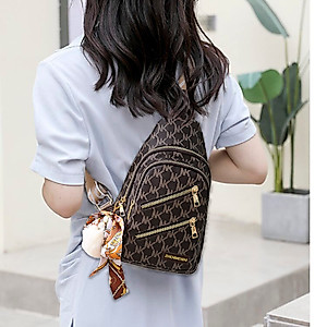 Casual Crossbody Bag Sling Backpack Small Sling Bag Travel Hiking Chest Bag Outdoor (khaki-brown)