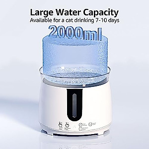 AQHH 2.0L Pet Water Fountain, Automatic Cat Water Fountain Dog Water Dispenser with wireless Pump, Easy Cleaning and Assemble Water Fountain for Cats Inside, Ultra Quiet App Control Pet Water Fountain