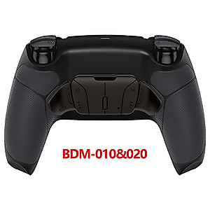 eXtremeRate Black Real Metal Buttons (RMB) Version RISE4 Remap Kit for PS5 Controller BDM-010 020 with Black Rubberized Grip Redesigned Back Shell, Upgrade Board and 4 Back Buttons for PS5 Controller