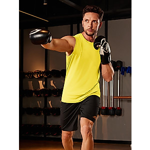 TACVASEN Mens Sun Tank Tops Mens Yellow Sleevelss Shirts Mens Tank Top Workout Men's Tank Tops Undershirts Mens Sleeveless Tee Shirts