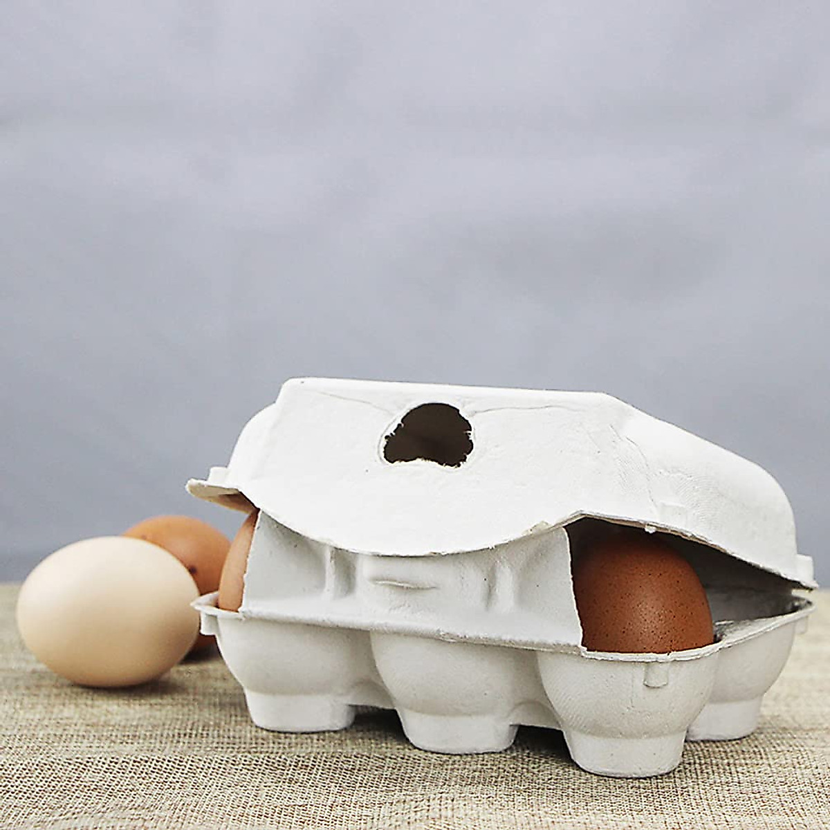 Hemoton 12 Pack Paper Egg Cartons Easter Reusable Egg Storage Natural Pulp Egg Cartons Pulp Fiber Egg Flats for Chicken Eggs Bulk Blank Egg Container Holds 6 Eggs
