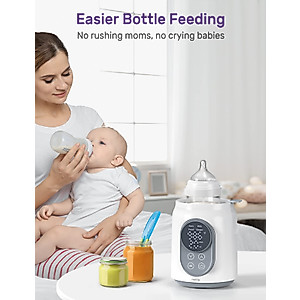 Nuliie Fast Bottle Warmer, 6-in-1 with Larger LCD Display Smart Temperature Control and Automatic Shut-Off, BPA Free Baby Bottle Warmer for Breastmilk or Formula