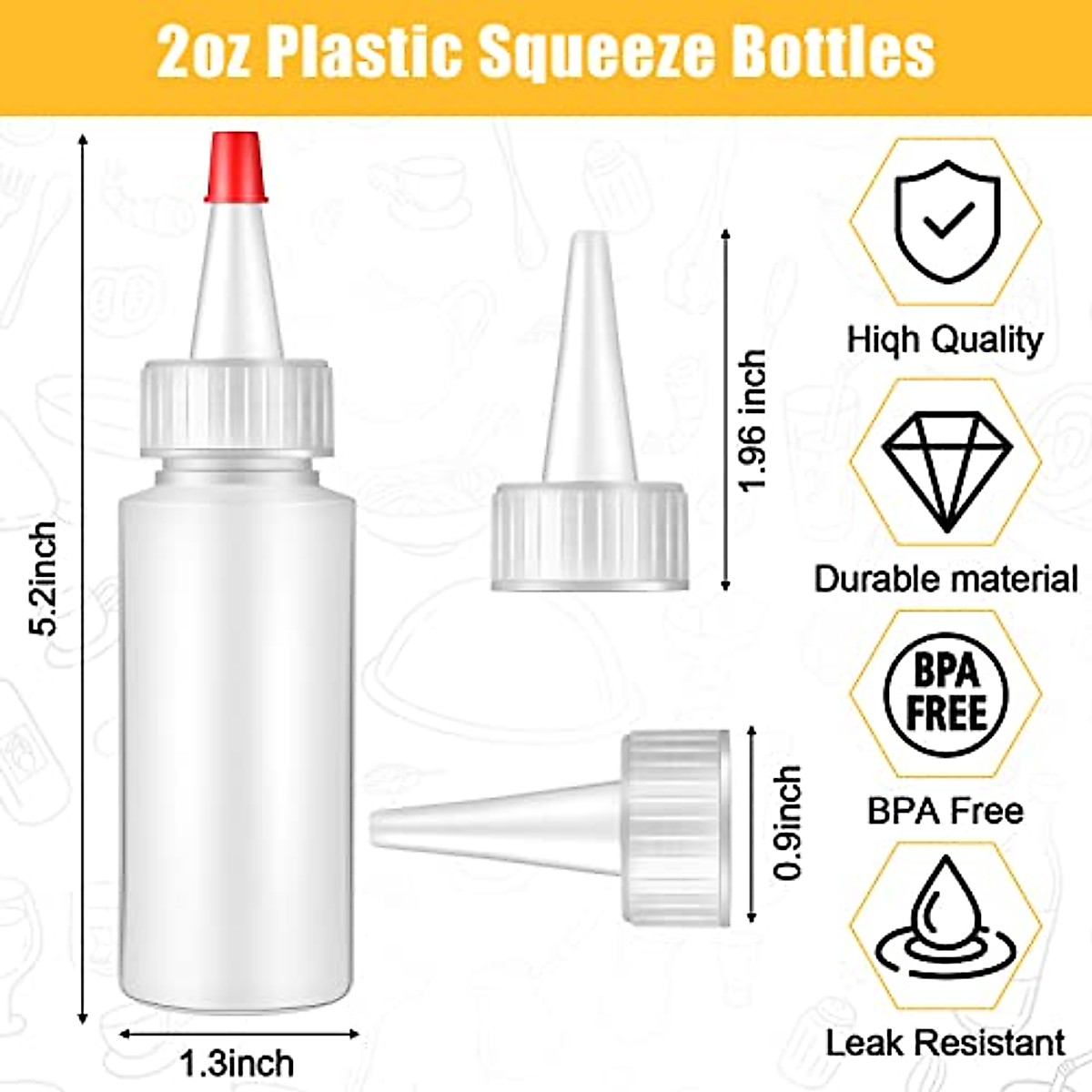 80 Pcs 2 oz Plastic Small Condiment Squeeze Bottles with Red Tip Caps Squirt Refillable Round Mini Squeeze Bottle for Glues Paints Arts Craft Sauce Ketchup Oil Icing Cookie Food Decorating BBQ Syrup