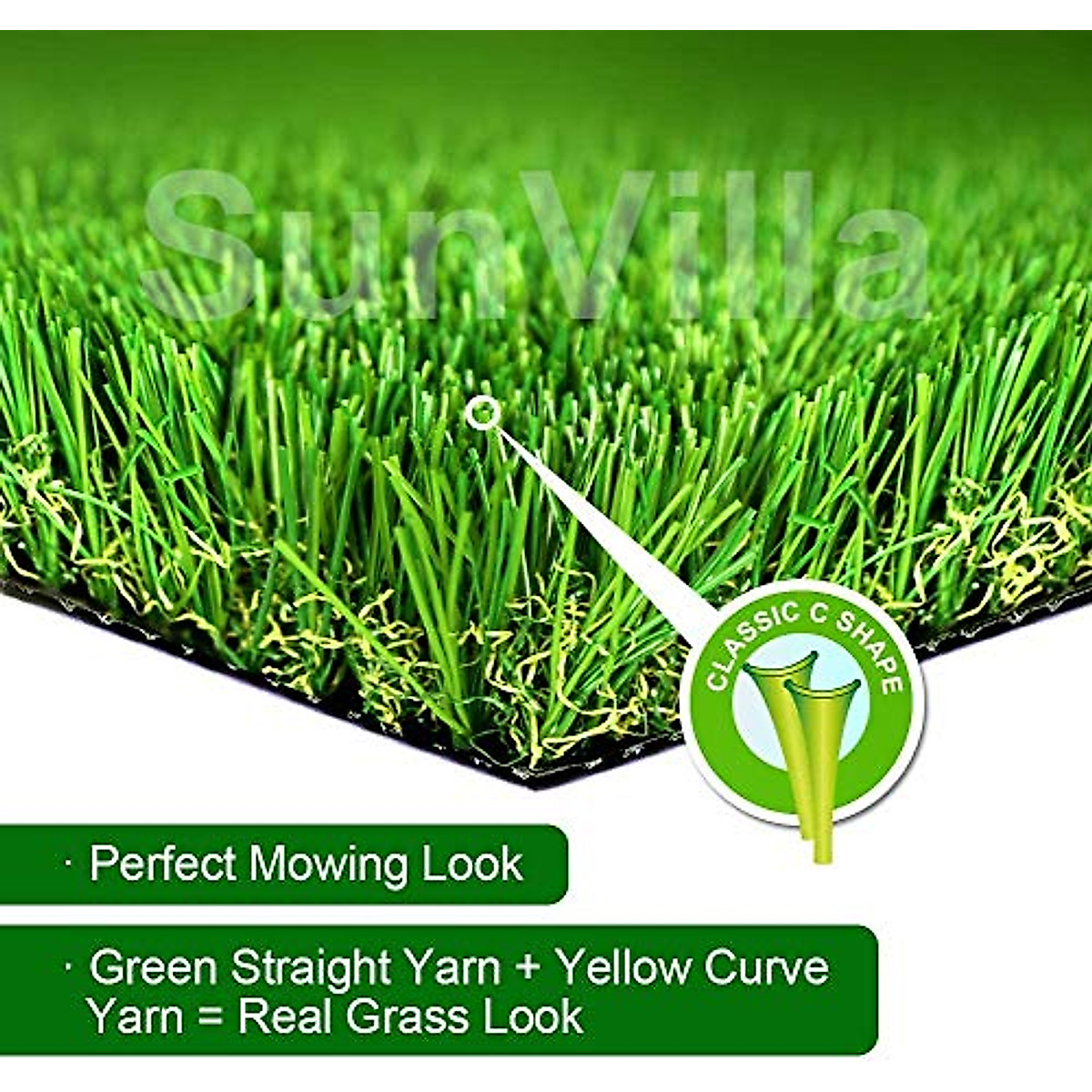 SunVilla 4'X13' Realistic Indoor/Outdoor Artificial Grass/Turf, 4 ft X 13 ft =52 Square feet, Green/Olive Green/Yellow