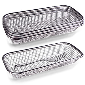 LELE LIFE 4Pcs Silverware Organizer Utensil Organizer, 18/8 Stainless Steel Mesh Kitchen Drawer Organizer, Raised Bottom Flatware Cutlery Organizer in Drawer, Silverware Tray Holder