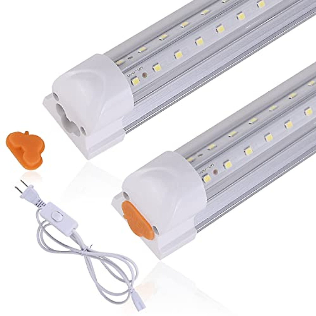 PARNOARCK Led Shop Light, Led Garage Light,2FT 20W T8 6000K Daylight 2600LM Linkable Clear Cover Integrated V-Shape,for Shop Warehouse Workbench Home Under Cabinet