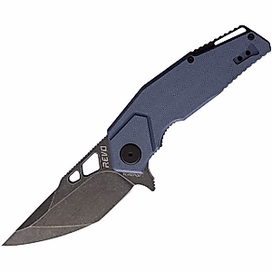 REVO Berserk REV2 - Gray, 3.875" Engineered Stainless Steel with G10 Scale Handle, Flipper Tab Open Ball Bearing Pivot System, Heavy Duty Blade with EDC Grind, Reversible Pocket Clip Tactical Knife