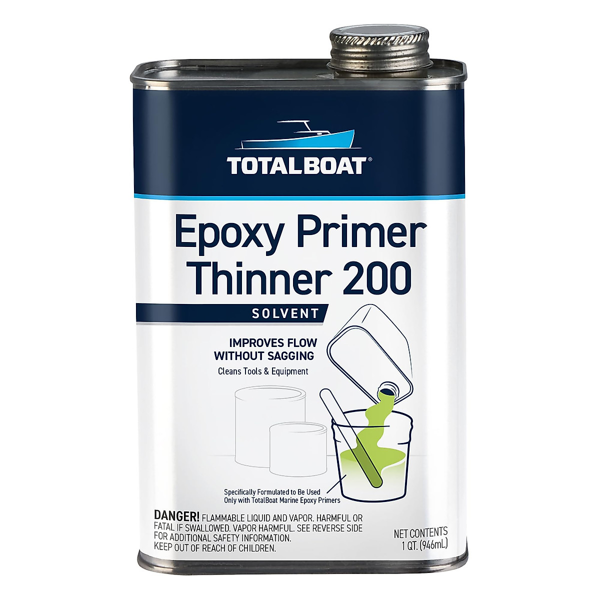 TotalBoat Epoxy Primer Thinner 200 Marine Solvent (Quart), Clear, 32 Fl Oz (Pack of 1)