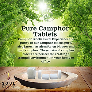 SOUL STICKS Natural Camphor Blocks (56 Grams, 12 Tablets) Pure Camphor Tablets for Aromatherapy & Puja - Alcanfor en Bloques, Alcanfor Tablets, Alcanfor en Bolitas, Kapoor for Pooja