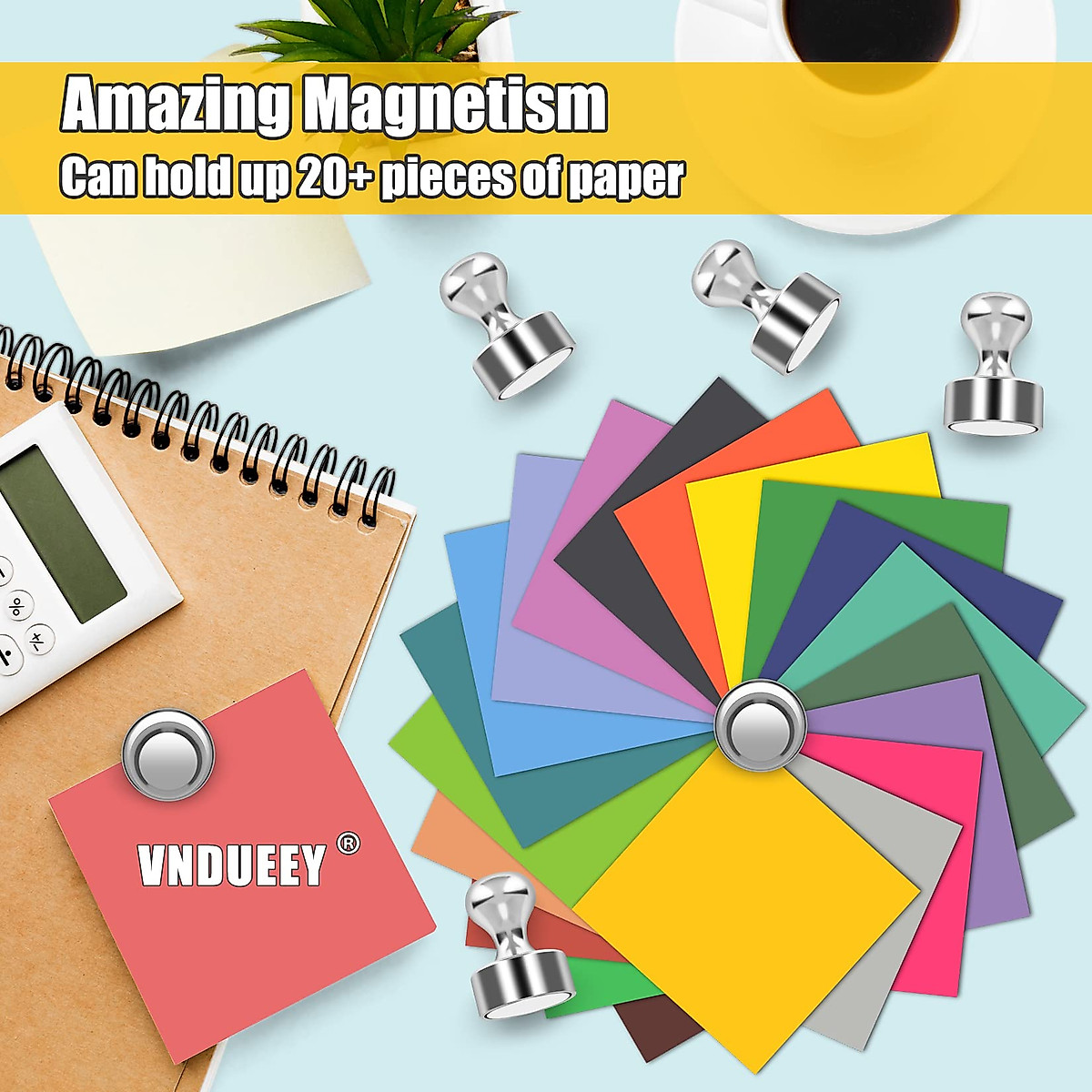 16Pcs Fridge Magnets Refrigerator Magnets, Strong Metal Magnets for Whiteboard, Magnets Fridge, Magnets for Kitchen, Office, School, Adults, Brushed Nickel