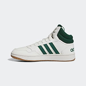 adidas Men's Hoops 3.0 Mid Basketball Shoes Sneaker, Core White/Collegiate Green/Gum, 12
