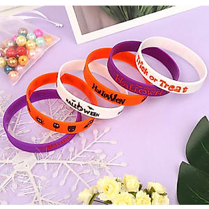 DIYASY Halloween Silicone Wristbands,40 Pcs Rubber Bracelets Halloween Party Favor Trick or Treat Gifts and Goodie Bag Fillers