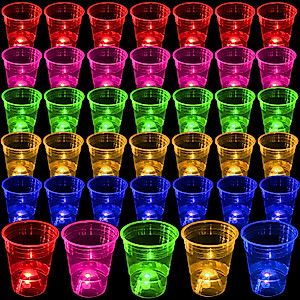 LLKMDSS Plastic 40 Pcs Glowing Party Cups for Indoor Outdoor Party,Cups Favors Supplies,5 Bright Multi-Color Glow in the dark Neon Party,Birthday Party,Beach Party,Holidays decoration
