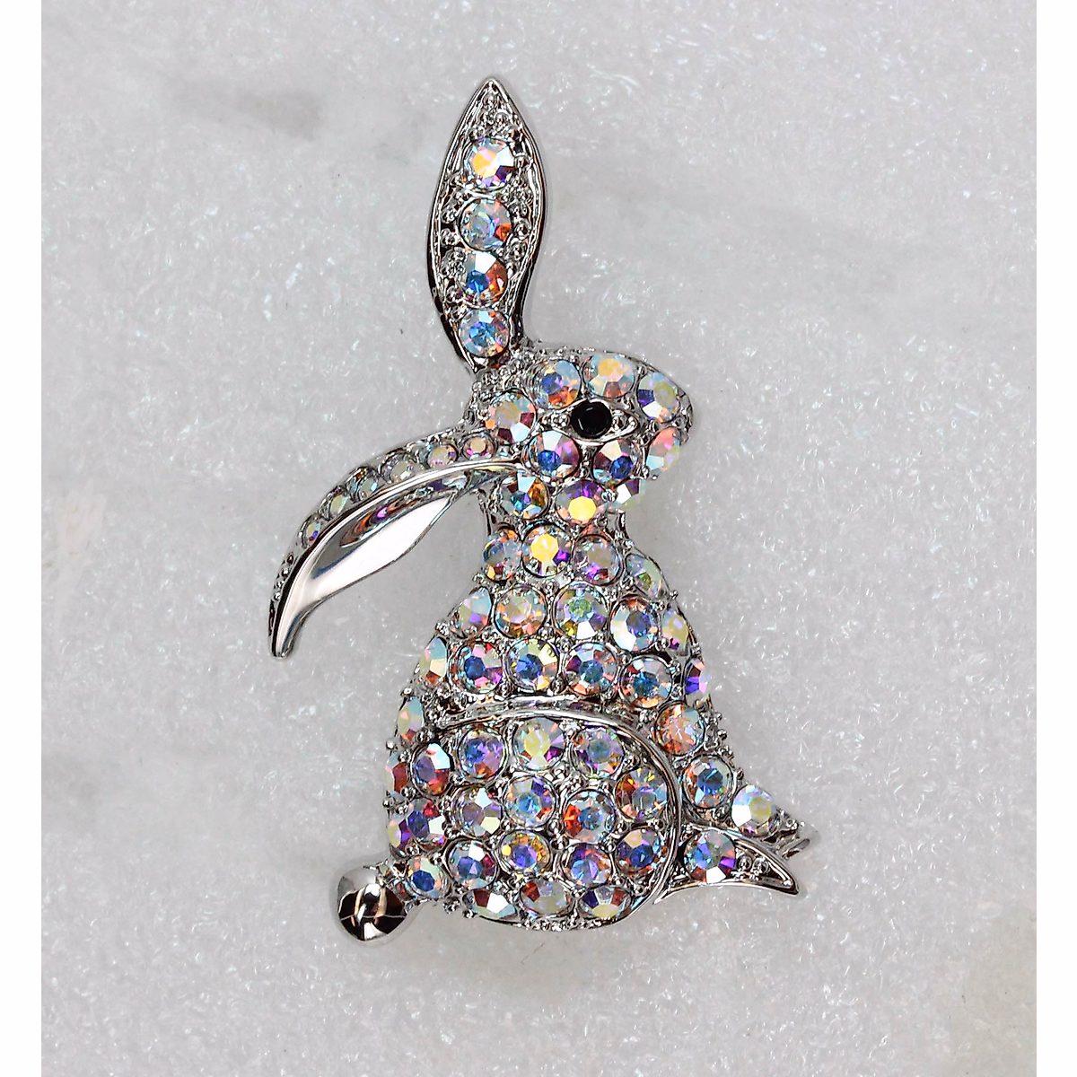 Faship AB Rhinestone Crystal Bunny Rabbit Pin Brooch for Easter