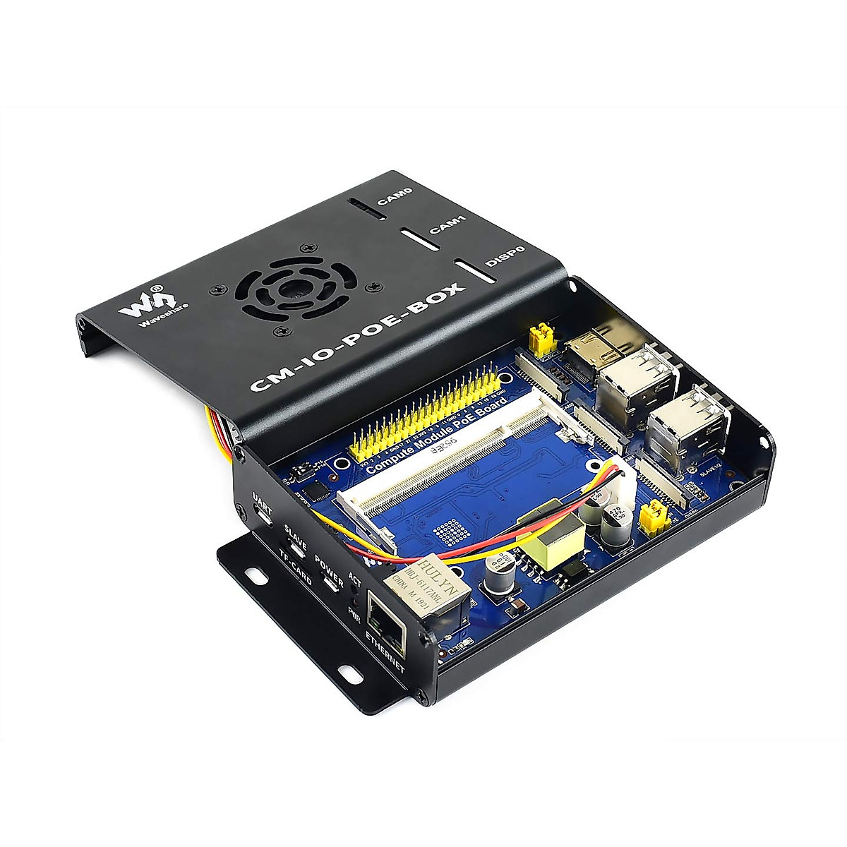 TOP1 CM-IO-POE-Box Compute Module Mini-Computer with Compute Module PoE Board Based On Raspberry Pi Compute Module CM3/3+ Series Support 2 CSI Cameras PoE Power Over Ethernet
