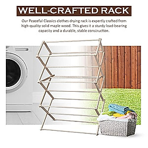 Peaceful Classics Wooden Laundry Rack - Amish Handmade Wooden Clothes Drying Rack - Foldable Drying Rack for Towel, Blanket, Linen Household Essentials - for Indoor Or Outdoor Use (52" x 36" x 16")